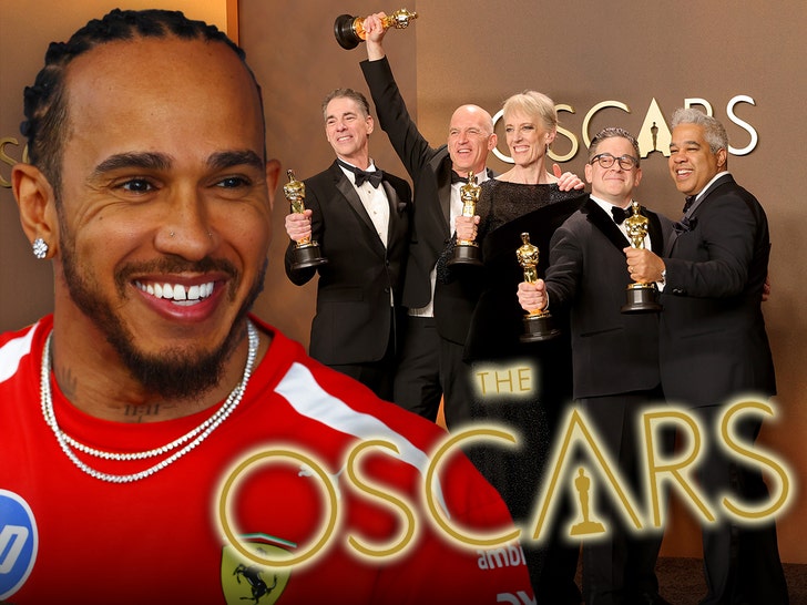 Lewis Hamilton celebrates 'F1' Oscar win