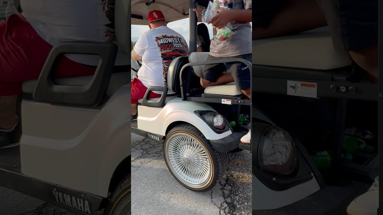 Golf cart on 24” wire wheels and Vogues