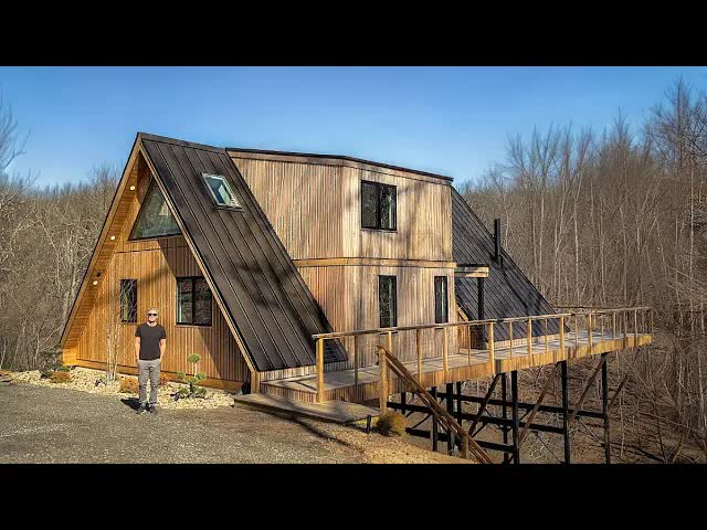 Inside the prefab lodge Zook Cabins built 50ft above the ground!