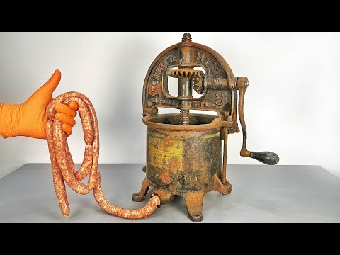 1883 sausage stuffer restoration - antique kitchen tool