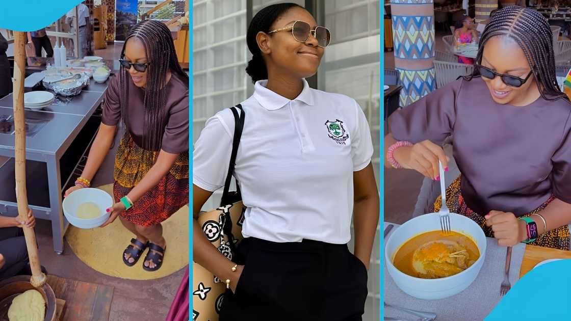 Yvonne Nelson visits Peduase Valley Resort, eats fufu for the first ...