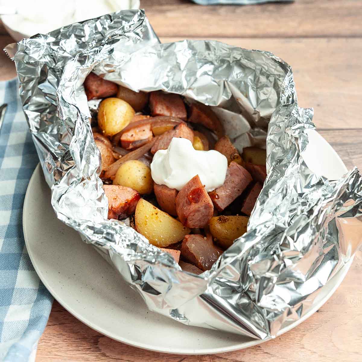 Sausage and potato foil packets