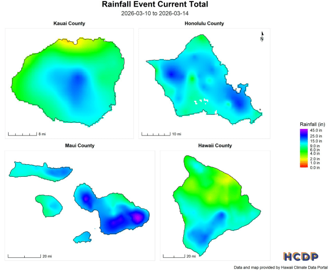 Low chance for heavy rain on Maui, Hawaiʻi Island: NWS
