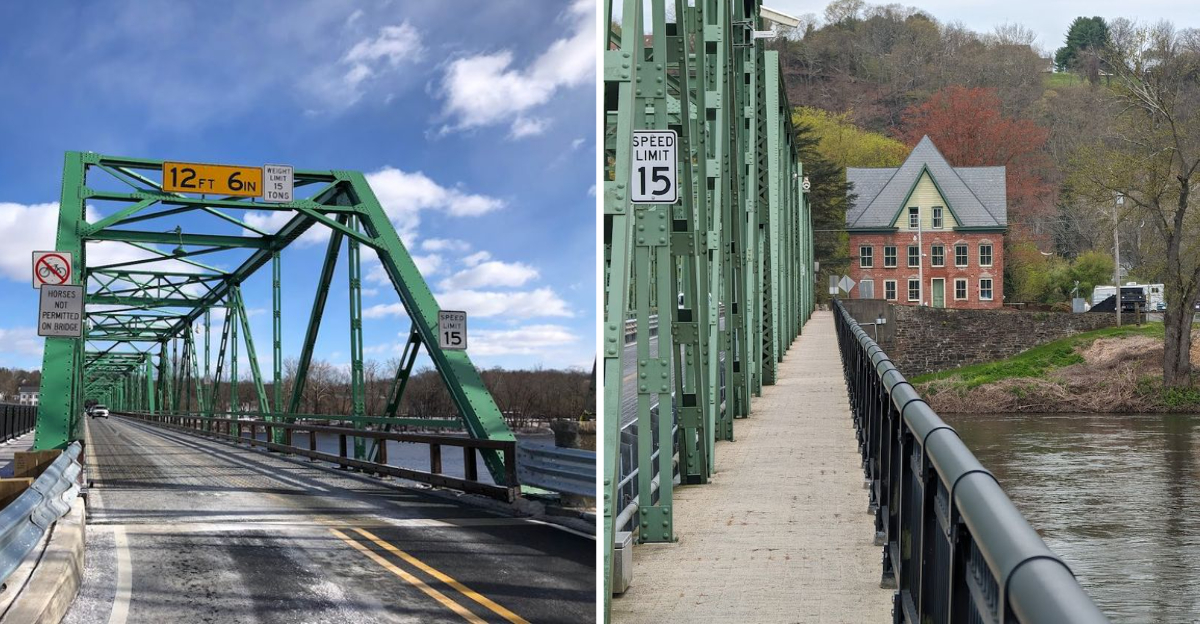The New Jersey bridge with a pedestrian path linking two states