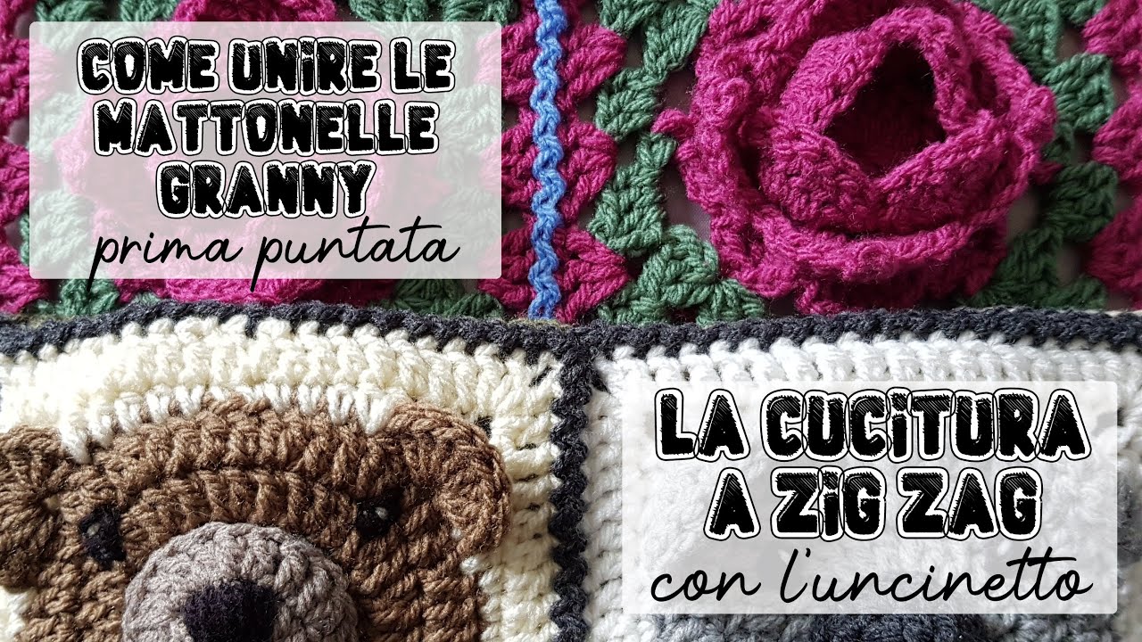 Unire Mattonelle Granny Cucitura Zig Zag Uncinetto