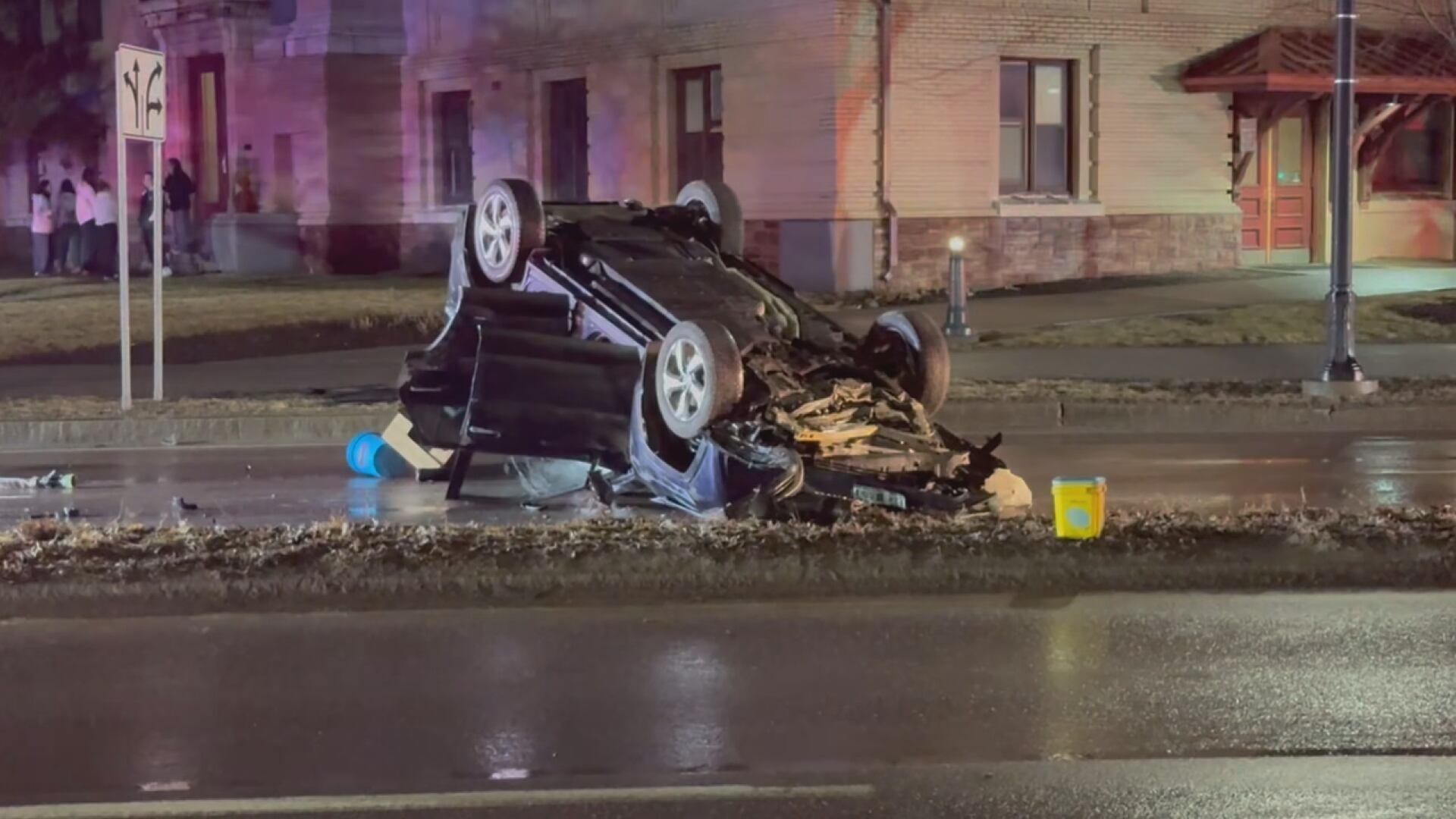 Crews respond to flipped car near UVM campus