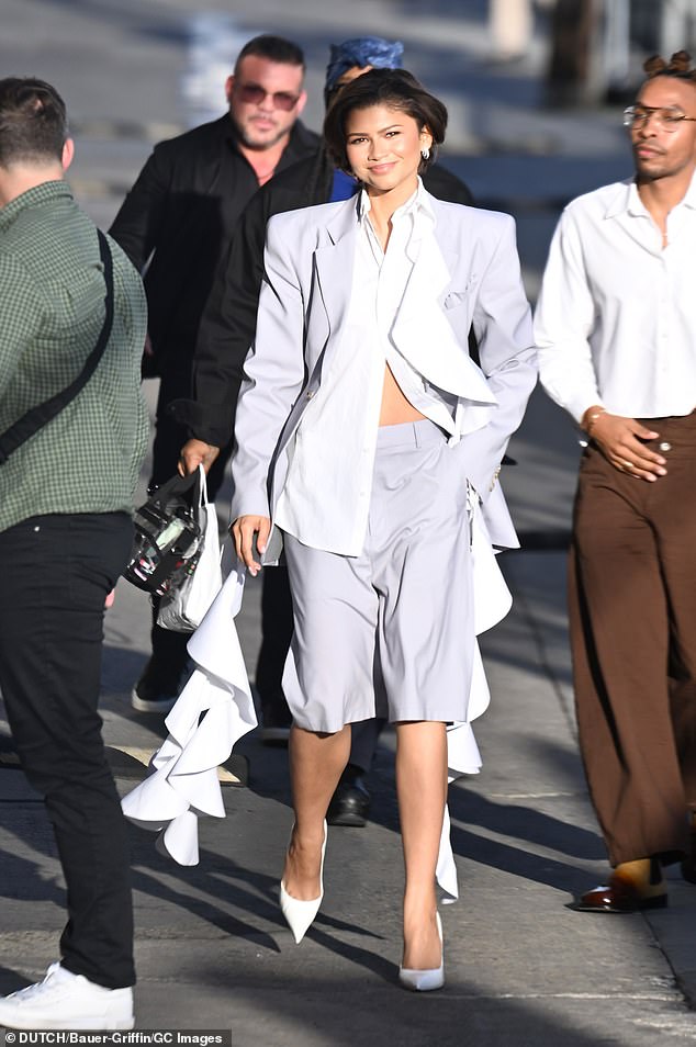Zendaya is a vision as she heads to Jimmy Kimmel Live in a floral ...
