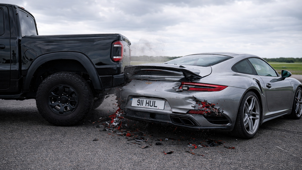 Can a Porsche 911 survive this impact?