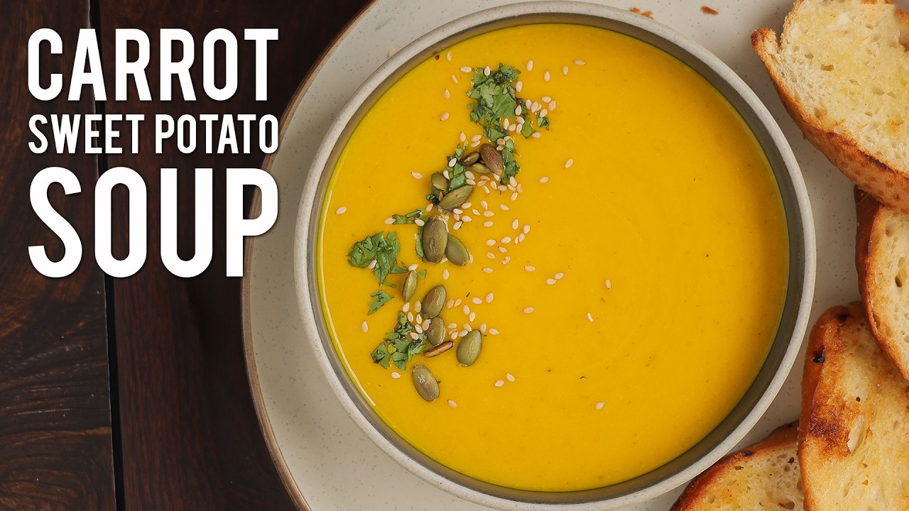 Creamy carrot sweet potato soup recipe