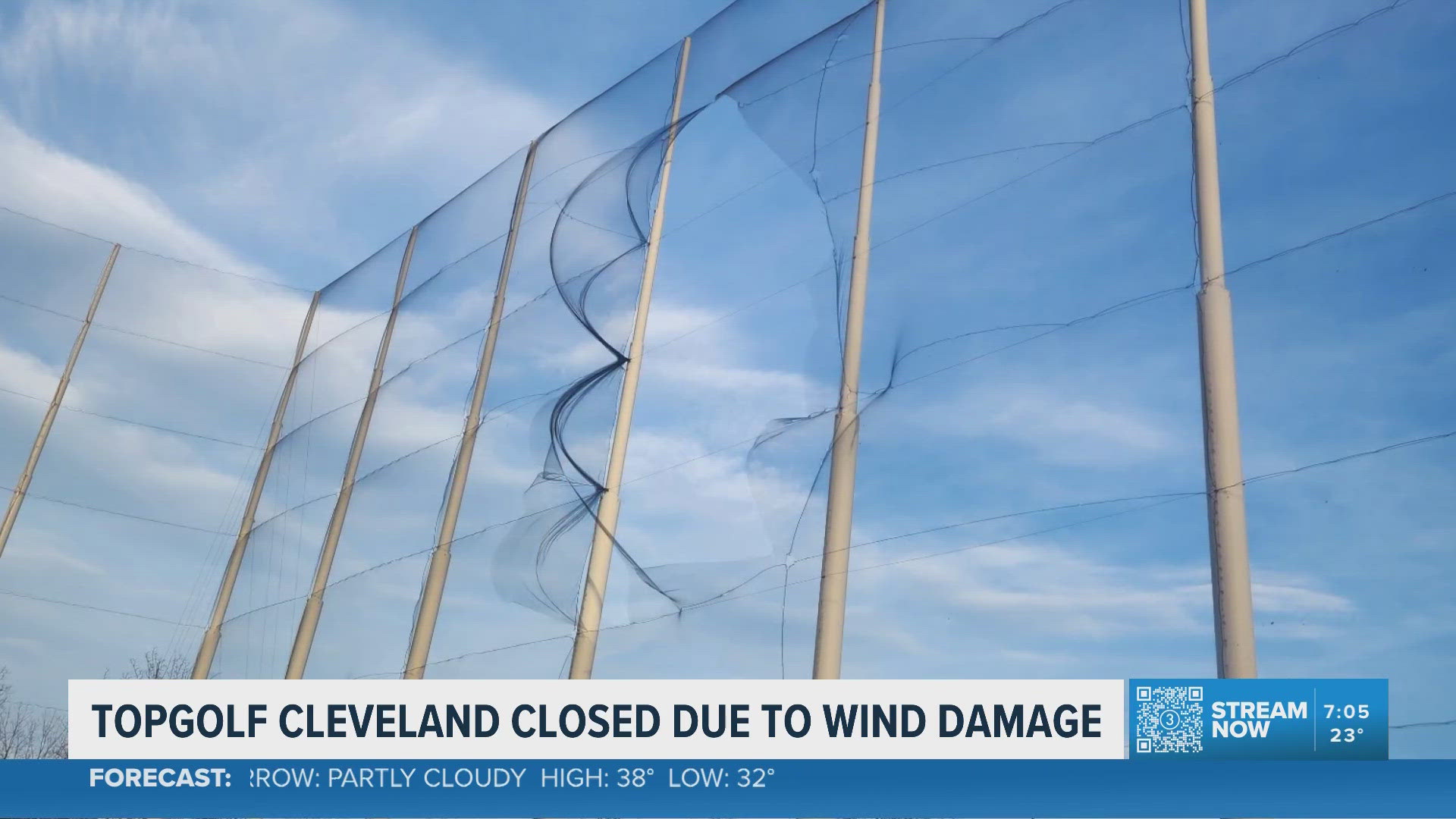 Topgolf Cleveland temporarily closed due to wind damage