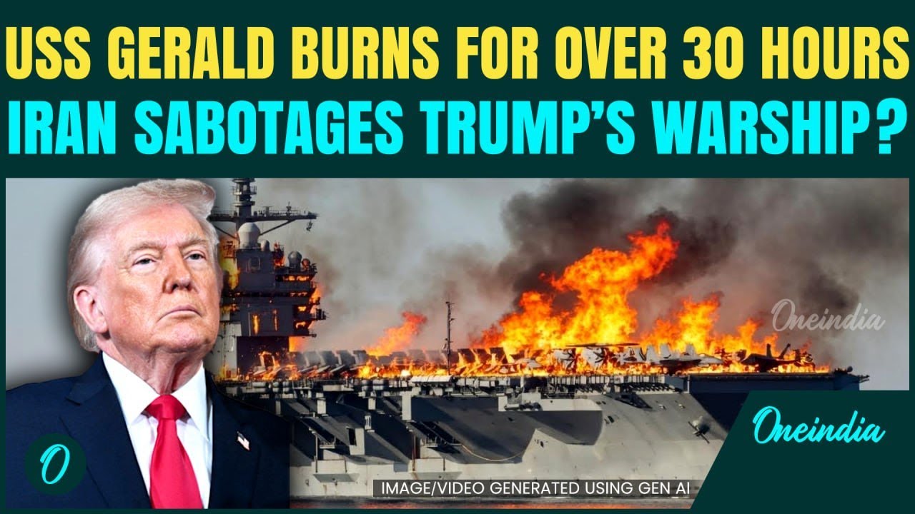 Iran bombs USS Gerald R Ford? Trump’s largest warship burns for 30 ...
