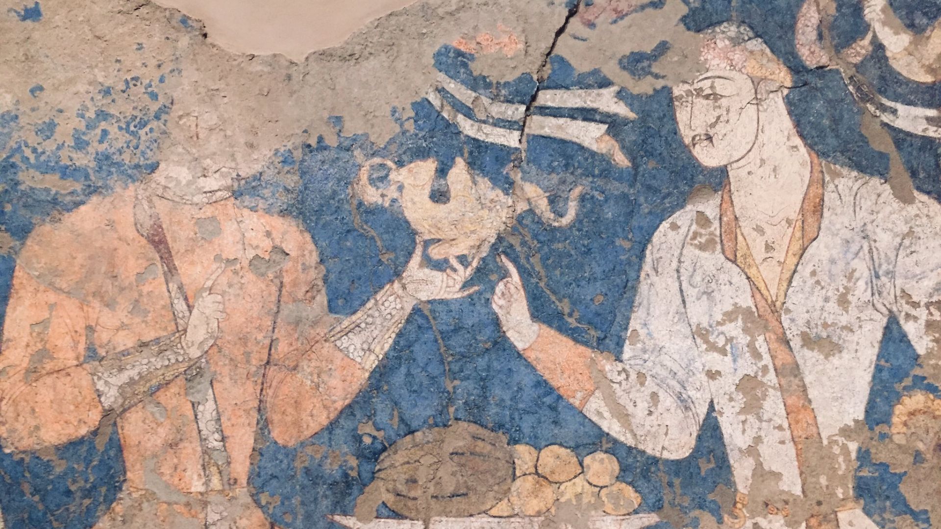 A unique fresco uncovered a Zoroastrian rite in Tajikistan, showcasing ...