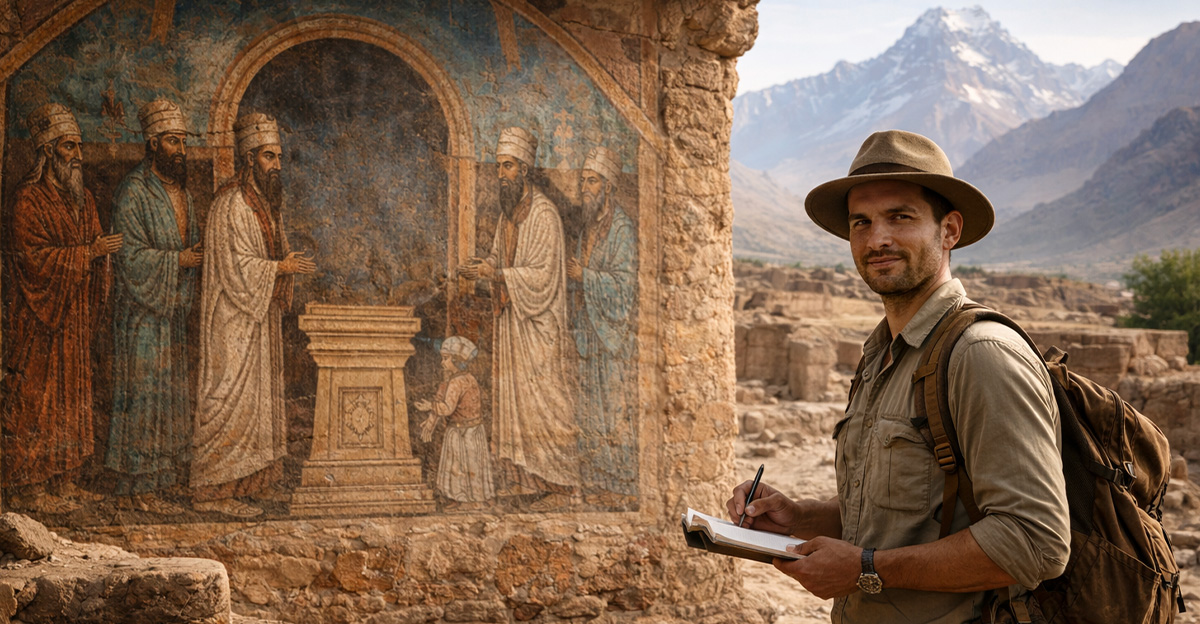 A unique fresco uncovered a Zoroastrian rite in Tajikistan, showcasing ...