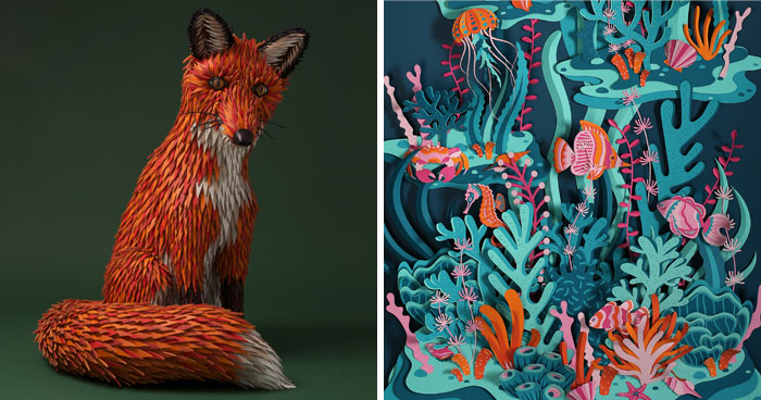 28 pieces of ordinary paper turned into handcrafted worlds