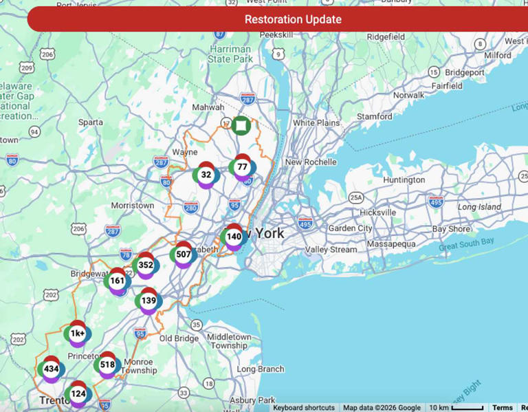 Crashes, downed trees snarl NJ traffic after storm with 74 MPH winds