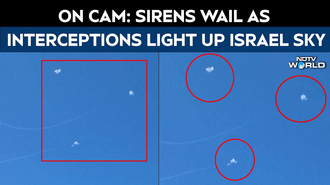 Iran missile attack | On camera: Sirens wail as interceptions light up ...