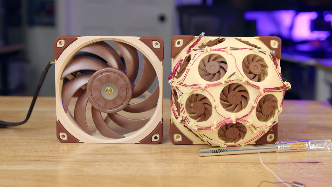 15 tiny 3D-printed fans fit inside a domed Noctua NF-A12x25 frame to ...