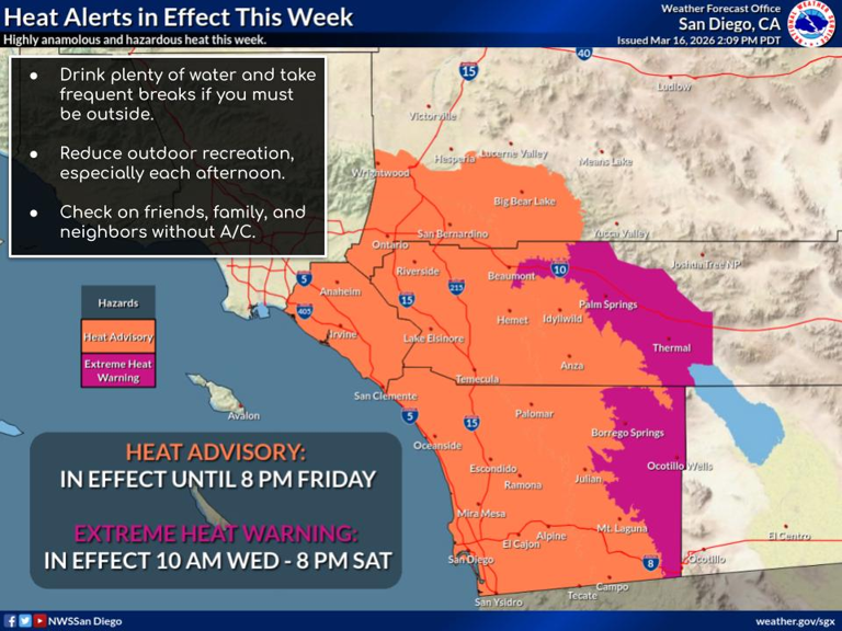 Scorching March weather settles across Temecula: Heat advisory, high ...