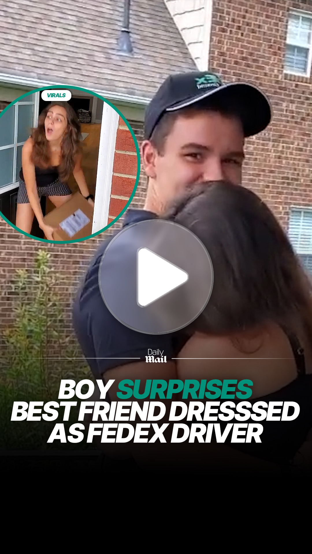 Boy surprises best friend disguised as delivery driver