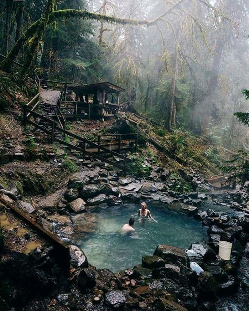 Tucked deep within an Oregon forest lies a hidden oasis of steaming ...