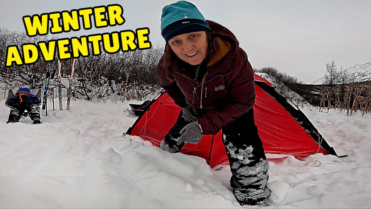 Winter camping in Alaska mountains | Mother and son adventure