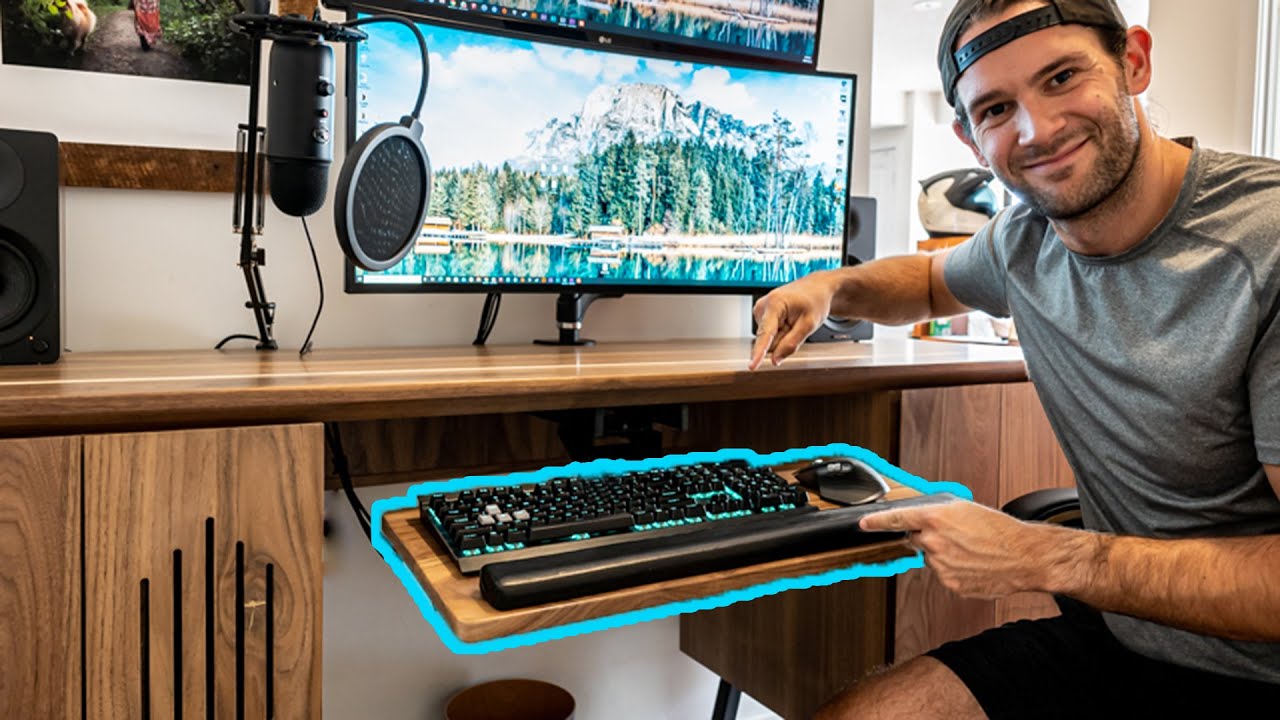 Custom walnut keyboard tray build