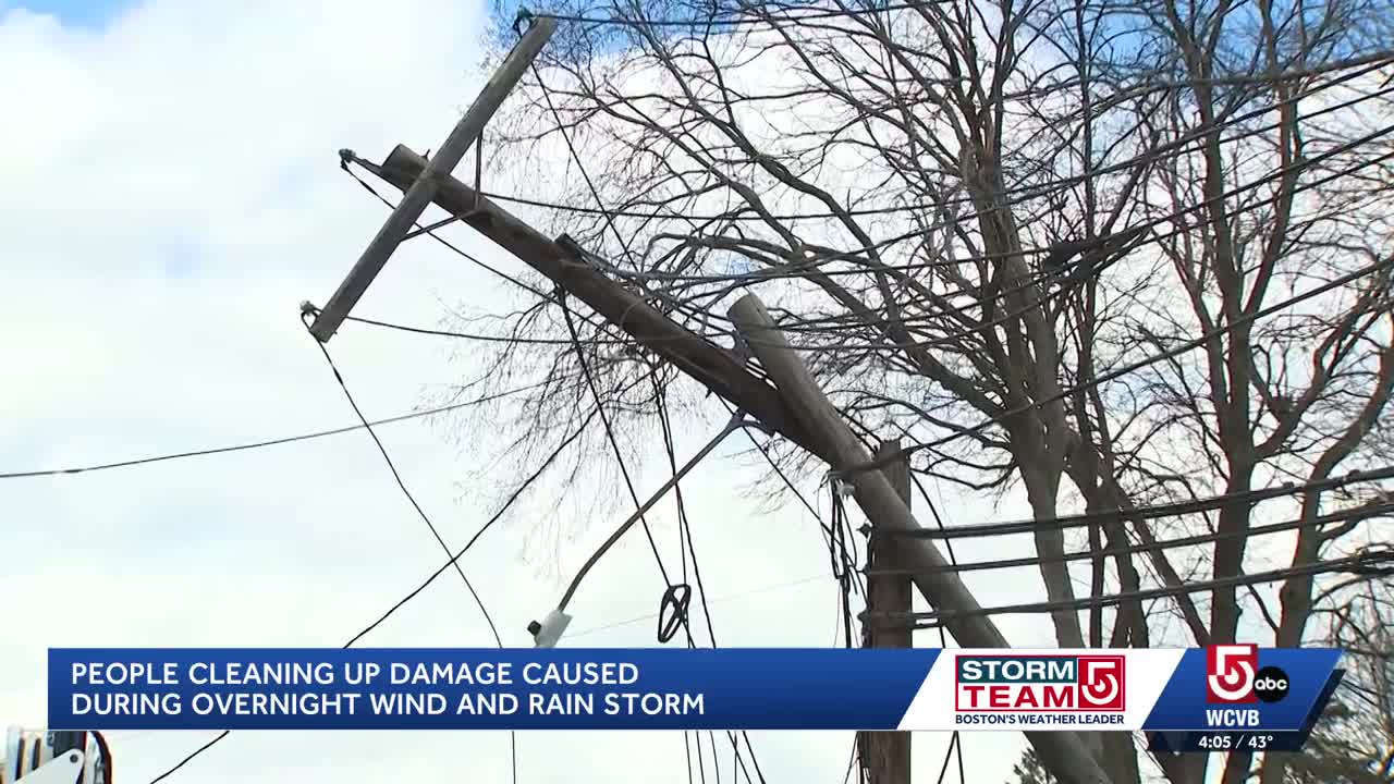 Neighbors survey damage after strong winds sweep across Mass. overnight