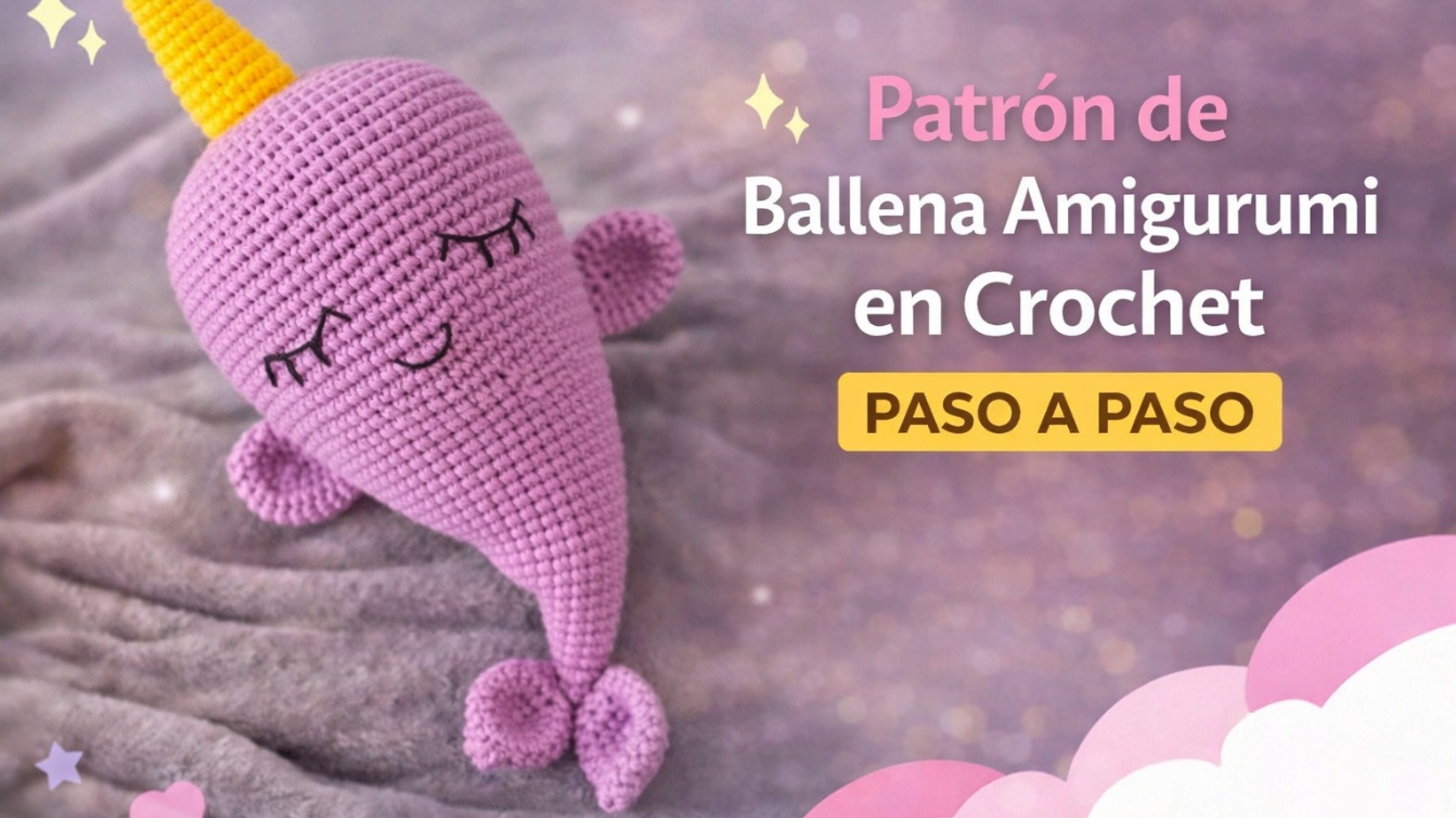Patrón de ballena amigurumi en crochet paso a paso