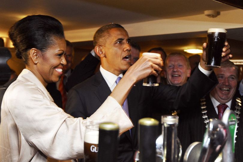 Obama celebrates Irish roots with joke about his own name on St Patrick ...