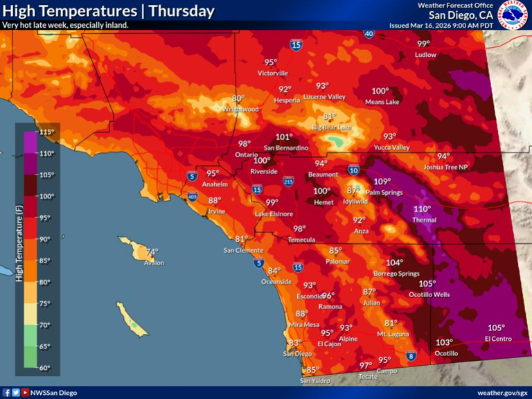 Scorching March weather settles across Temecula: Heat advisory, high ...