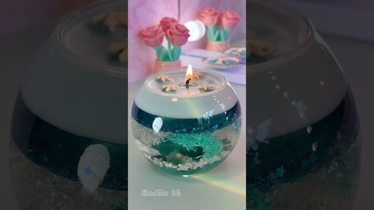 Aesthetic ocean water candle DIY | Sea-inspired decor💚🌊