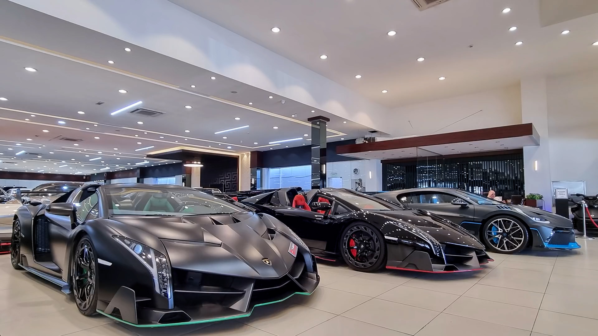 Lamborghini Veneno hypercars inside Dubai showroom