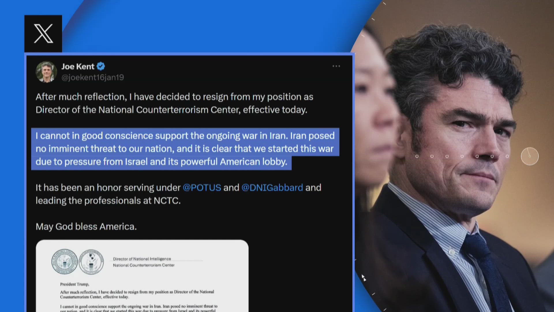 US counterterrorism center chief resigns over Iran war