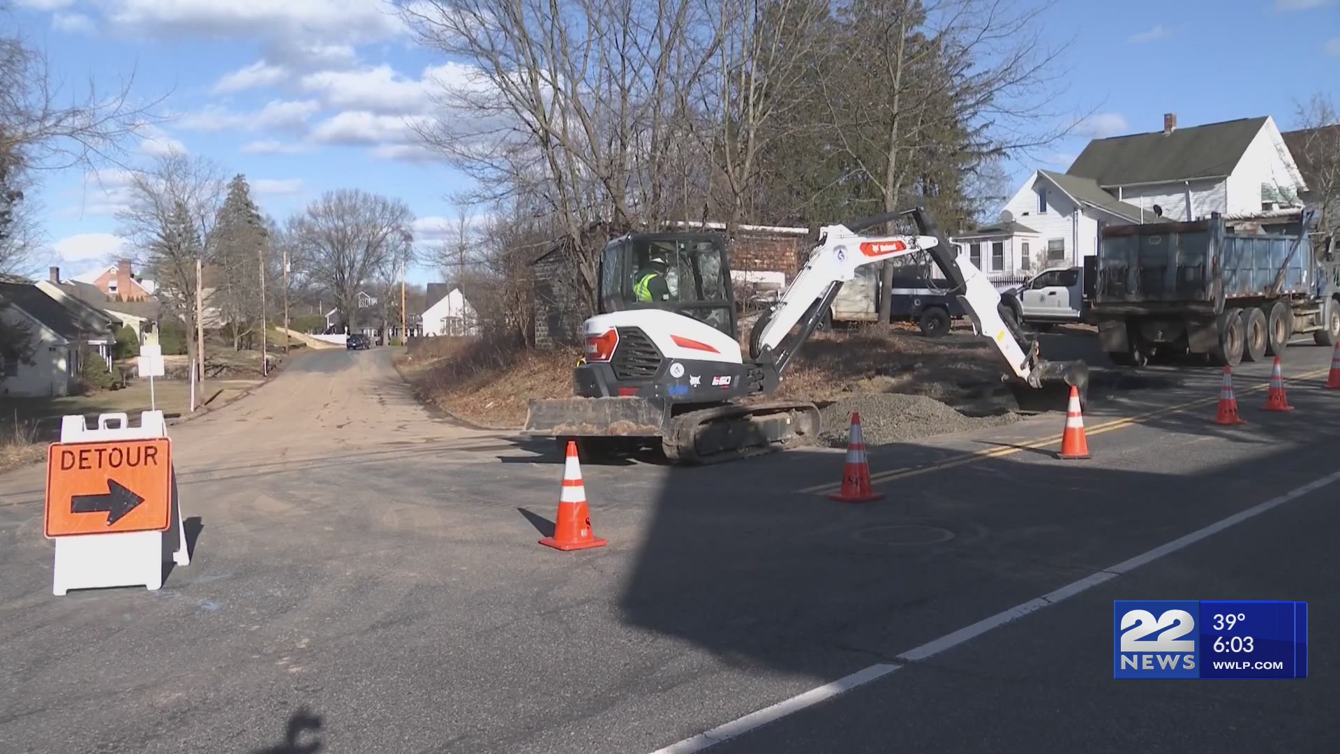 Major water main break impacts traffic in Ludlow