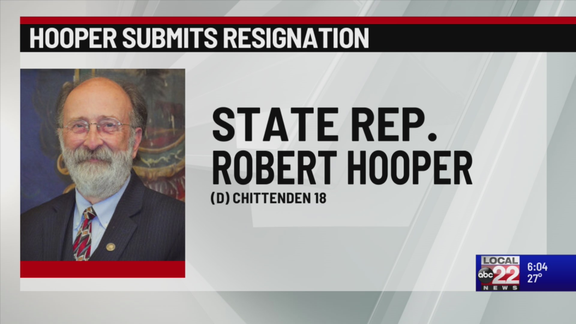 Rep. Robert Hooper submits resignation to Vermont House
