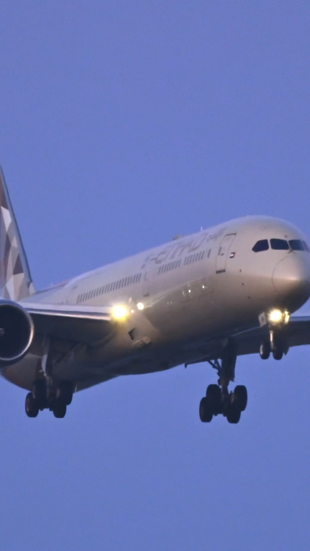 Close-up Boeing 787 10 landing