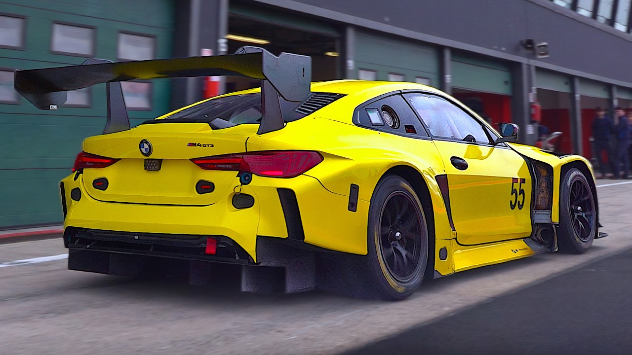 BMW M4 GT3 EVO cold start and full acceleration