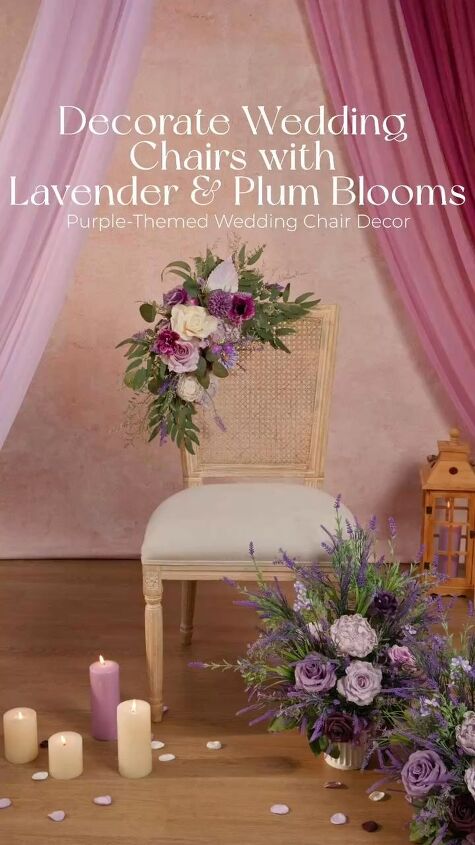 Lavender wedding chair decor DIY | Spring chair floral arrangement
