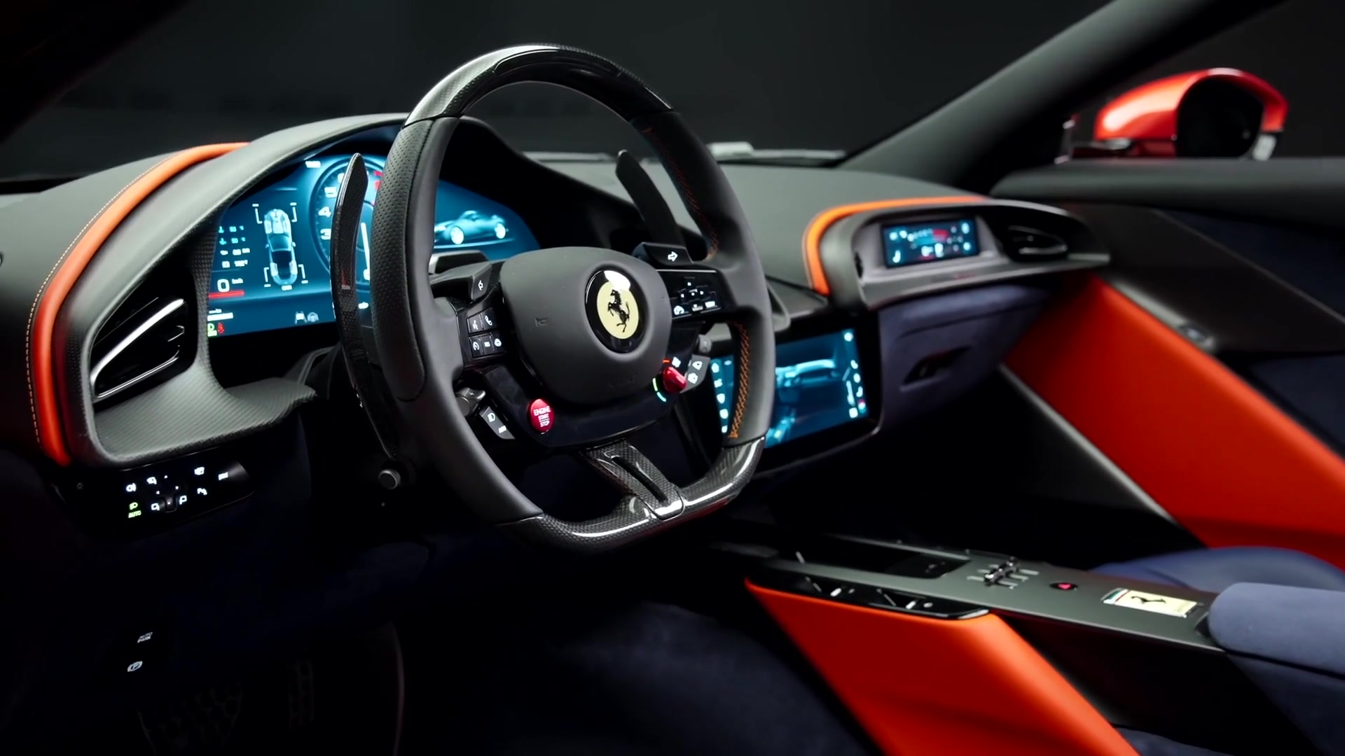 Ferrari Amalfi Spider interior design in Rosso Tramonto
