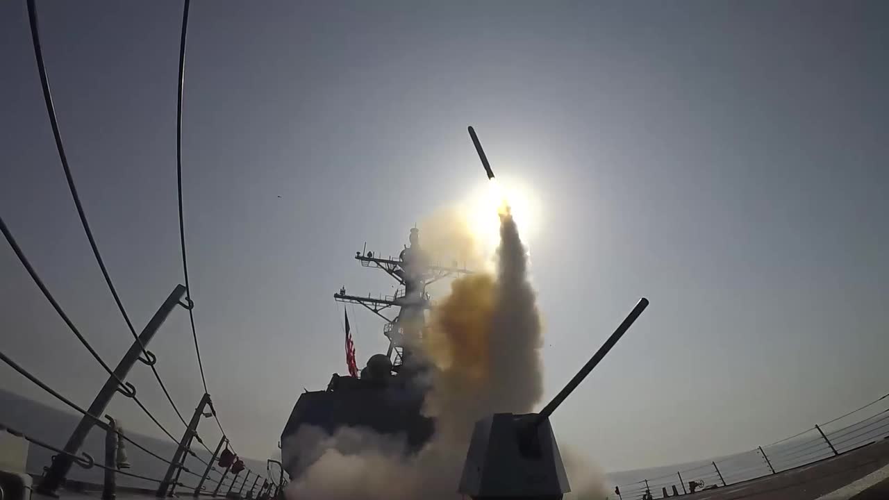 USS Pinckney aircraft carrier launches Tomahawk missiles at Iran