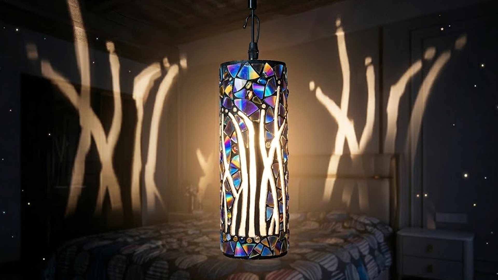 Beautiful recycled CD hanging light idea