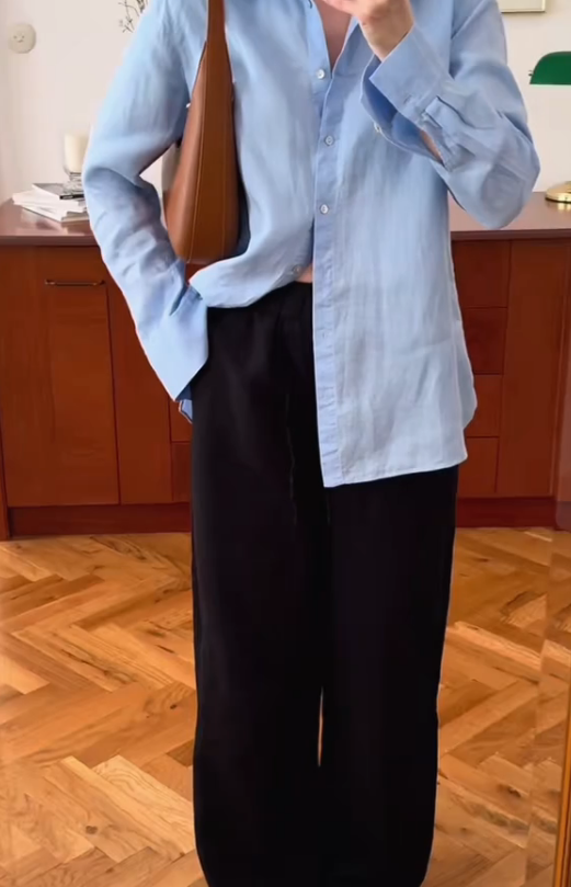 Blue linen shirt a summer wardrobe favorite