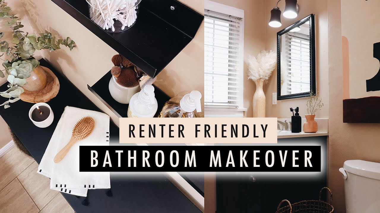 Renter-friendly bathroom makeover with DIY decor