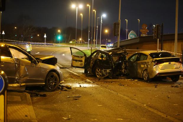 Man in his 50s dies after horror three-car crash at retail park