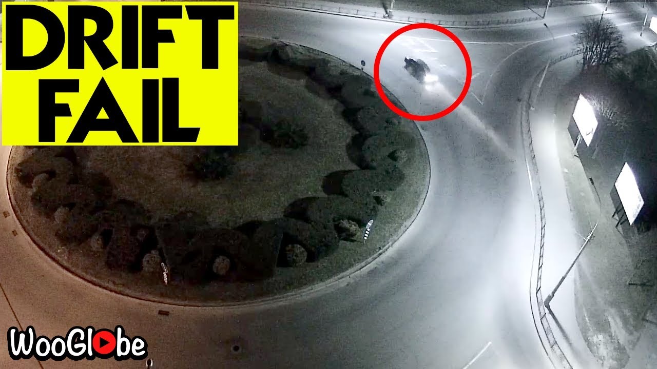 Roundabout drifting in Opel Omega goes wrong | Car crashes into railings