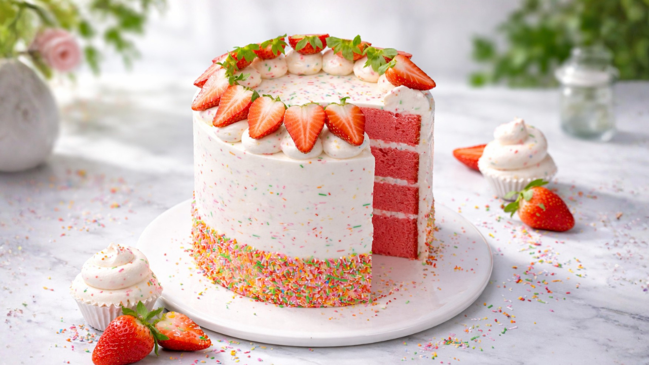 How to make strawberry funfetti layer cake