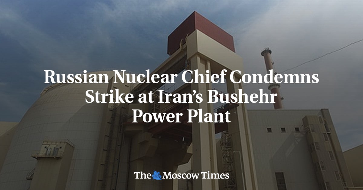 Russian nuclear chief condemns strike at Iran’s Bushehr power plant
