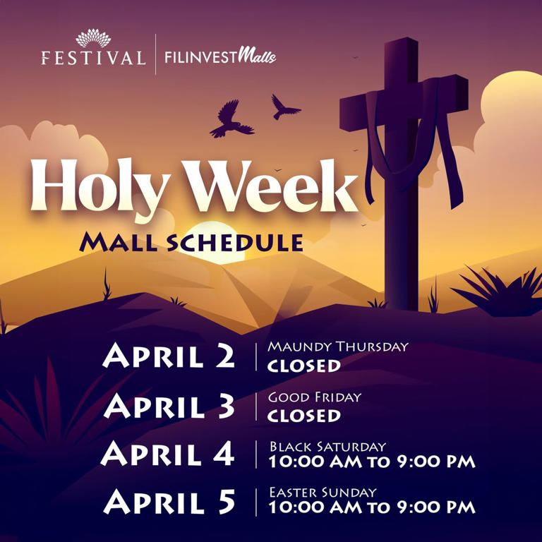 List: Adjusted mall hours for Holy Week 2026