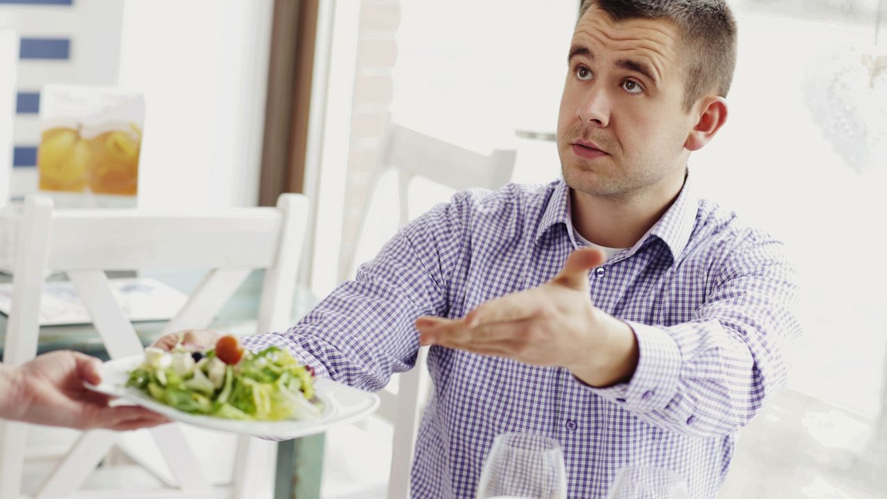 My husband groans and pushes his food around his plate like a toddler ...