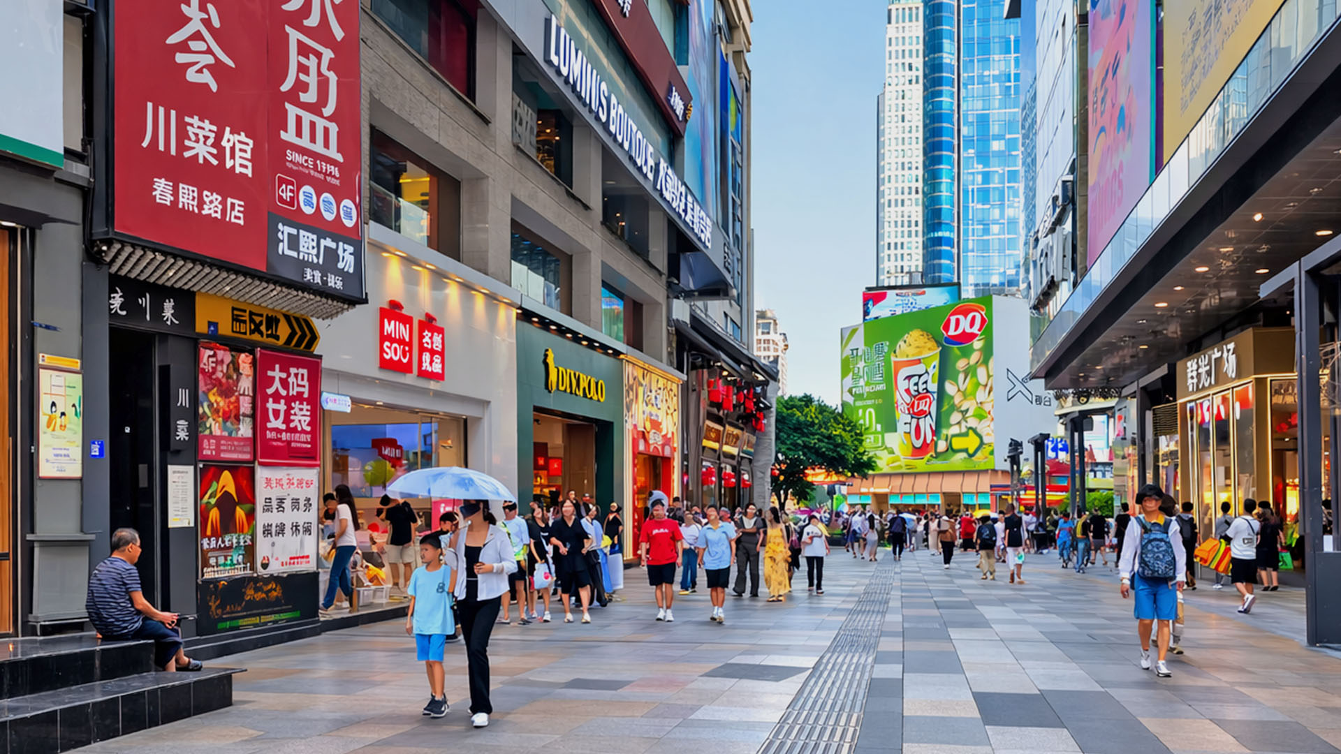 Urban shopping streets attract daily visitors in China